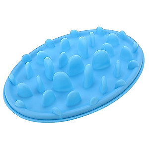 POPETPOP Pet Dog Cat Anti-Choke Slow Feeder Bowl - Anti Gulping Feeder Non-Slip Pet Food Water Dish - Healthy Eating Diet for Cat Dog No Gulp Bloat - Size S(Blue)