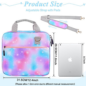FIODAY Zipper Binder, 2 inch 3 Ring Binder with Zipper Cute Binder with Handle and Shoulder Strap Multiple Pocket 500 Sheet Capacity Binder Organizer for School, Blue Purple