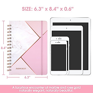 2024-2025 Planner - July 2024 - June 2025, Planner 2024-2025, 6.3" x 8.4", 2024-2025 Weekly and Monthly Planner with Marked Tabs - Pink Marble