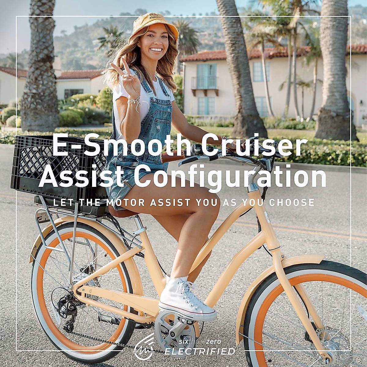 sixthreezero EVRYjourney Women's Electric Bike, 7-Speed Step Through Beach Cruiser eBike Bicycle, 500 Watt Motor, 26 Inch Wheels, Camel Mauve