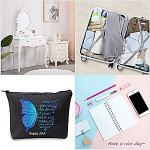 VAMSII Psalm 20:4 Gifts Bible Verse Makeup Bag Christian Cosmetic Bag Scripture Gift Bags Religious Zipper Pouch (Makeup Bag Black)