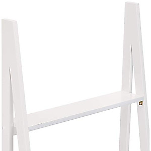 Amazon Basics Modern 5-Tier Ladder Bookshelf Organizer, Solid Rubberwood Frame - White