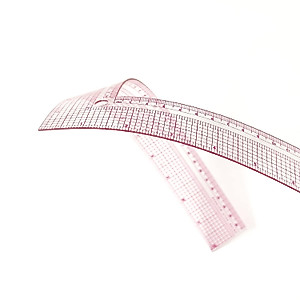 KEARING 12 Inch Plastic L-Square Ruler Clear Sewing Ruler for Pattern Making, Fabric Sewing Measuring Supplies