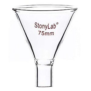 stonylab Glass Powder Funnel, Heavy Wall Borosilicate Glass Short Stem Funnel with 75 mm Top Diameter and 22 mm Stem Length