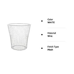 Essentials Wire Mesh Waste Basket (White)