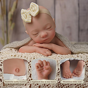 BABESIDE Lifelike Reborn Baby Dolls - 16 Inch (Weight 4 Lb) Full Platinum Silicone Reborn Baby Dolls Anatomically Correct Sleeping Baby Girl Real Life Baby Dolls with Gift Box