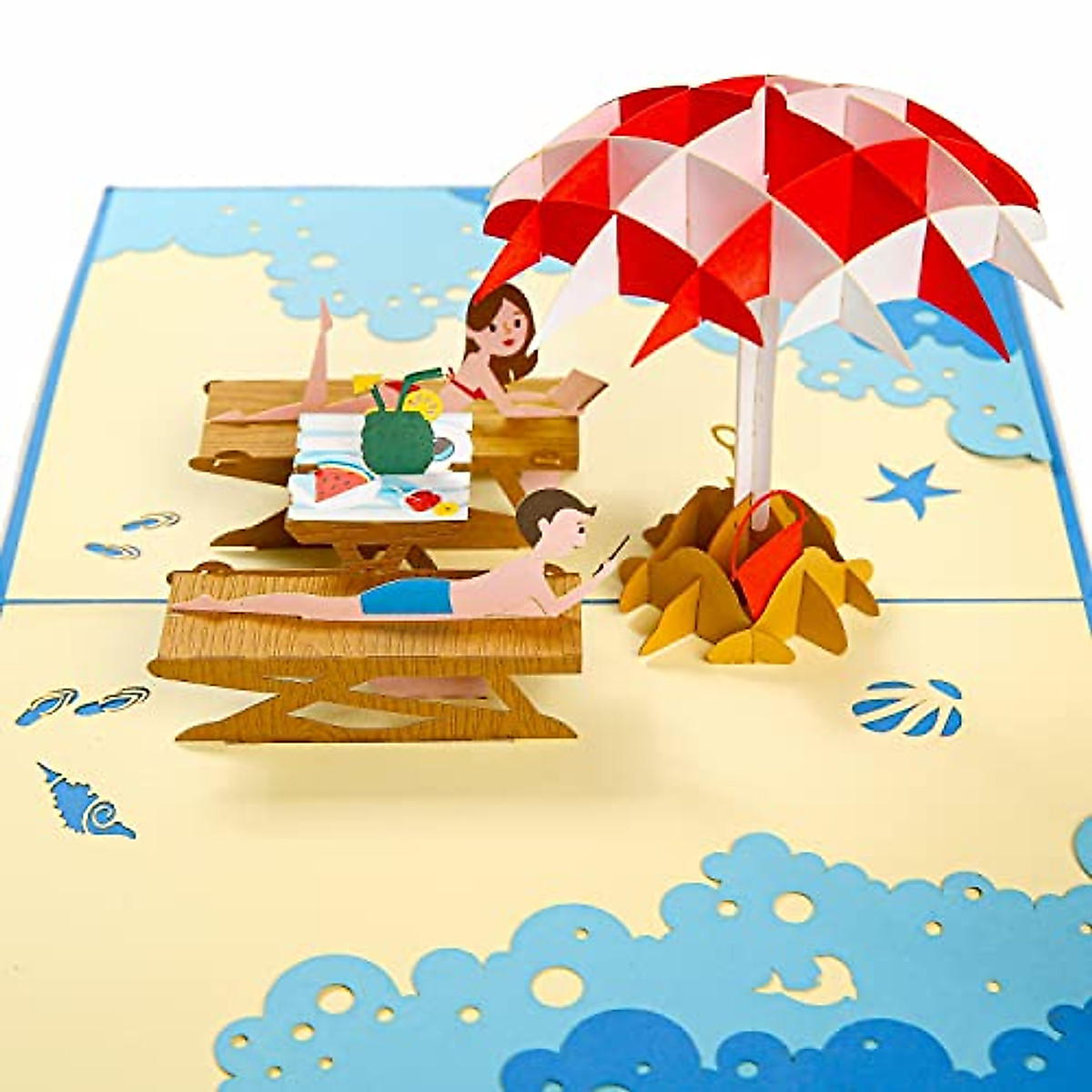 CUTE POPUP - Anniversary Card Pop Up with 3D Unique Young Couple on Beach Design, Holiday Card, 1st Anniversary Card Bring Long-Lasting Smiles on Wedding, Honeymoon Present for Couple, Wife or Husband