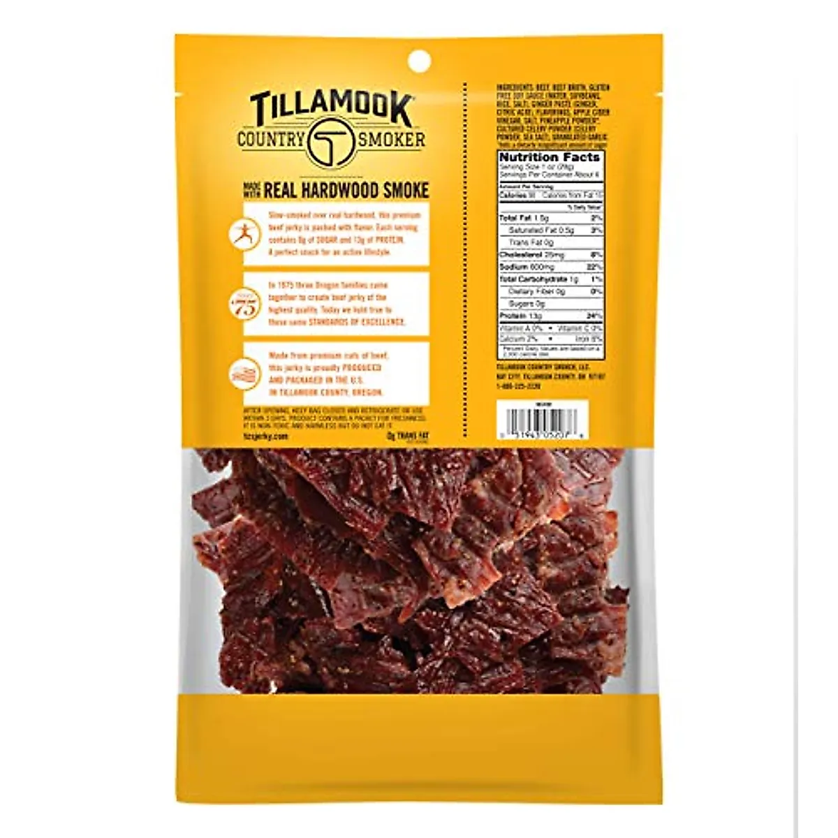 Tillamook Country Smoker Keto Friendly Zero Sugar Beef Jerky, Original, 6.5 Ounce