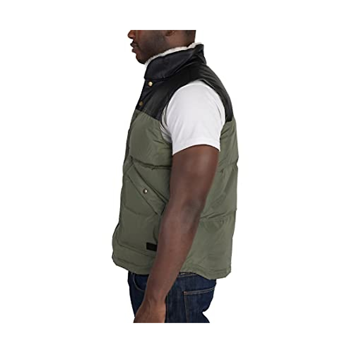 Adidas Mens Utility Down Vest Olive Green M, Color: Olive Green/Black/Off White