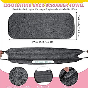 4 Pack Exfoliating Shower Bath Gloves Back Scrubber Set, 2 Exfoliating Body Scrubber Nylon Back Washer, 2 Pairs Scrub Gloves for Women Men Children Skin Pull Strap Washcloth (Pink, Gray)