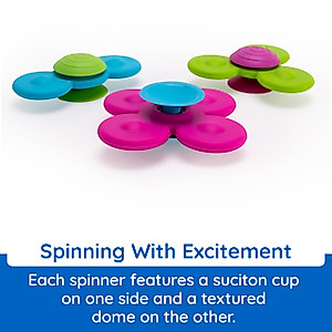 Fat Brain Toys Whirly Squigz - 3 Silicone Spinners for Toddlers & Kids, 10 mos+
