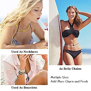 ORAZIO 32Pcs Waist Beads For Women Colorful Body Chains Set Elastic African Belly Beads Waist Beads Weight Loss Beaded Summer Bikini Jewelry