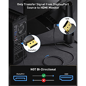 Maxonar 8K DisplayPort 1.4 to HDMI 2.1 Cable, 6.6FT Unidirectional DP1.4 to HDMI 2.1 Video Cord Support 4K@120Hz Dynamic HDR,HDCP 2.3,DSC 1.2a for RTX 3090, RX6900, PC, AMD NVIDIA Graphics