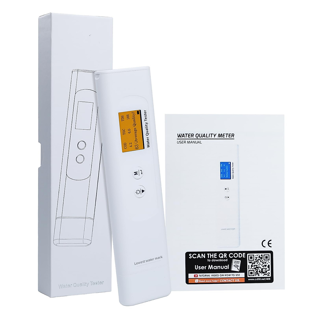 Water Quality Tester for Drinking Water, Portable 6-in-1 TDS Meter TOC, COD, EC, UV275, Temp&TDS, Digital Drinking Water Quality Tester for Home, RV, Hiking, Camping, Travel, Well, Tap, Water Purifier