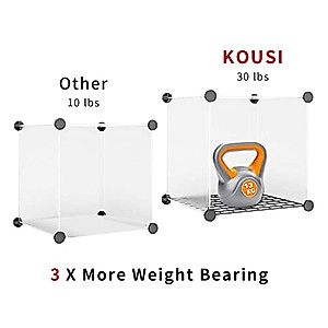 KOUSI Portable Storage Cubes-14 x14 Cube (12 Cube)-More Stable (add Metal Panel) Cube Shelves with Doors, Modular Bookshelf Units，Clothes Storage Shelves，Room Organizer for Cubby Cube