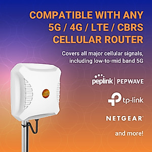 Poynting XPOL-2-5G (No T-Mobile) Directional Cellular Antenna | 2X2 MIMO | 4G/LTE 5G | 698-3800 MHz | 11dBi | 5m Cable SMA (M)