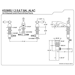 Elements of Design Nuvo Elements of Design ES3951AL Chicago 2-Handle 4" to 8" Mini Widespread Lavatory Faucet with Brass Pop-Up, 4-1/2", Polished Chrome