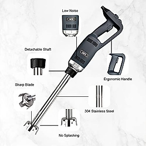 VONCI 500W Commercial Immersion Blender, 15.7" SUS 304 Removable Shaft, Heavy Duty Power Hand Mixer with Variable Speed 6000-20000RPM, Professional Electric Stick Blender for Restaurant Kitchen Use.