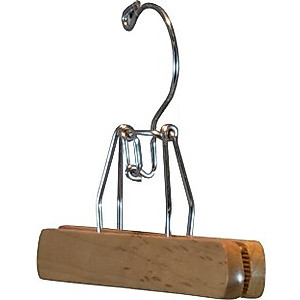 Wooden Clamp Pant Hanger in Natural Finish with Felt Inserts, Box of 50 Classic Bottoms Hangers with Metal Snap Lock by The Great American Hanger Company