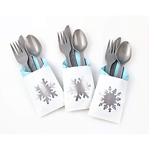 Snowflake Party Cutlery - 24 Set for Baby Shower or Winter Onederland Birthday