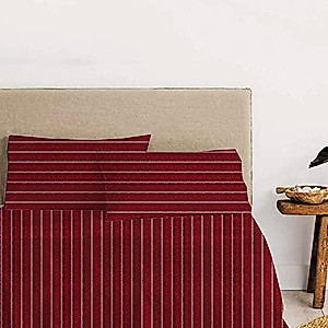 Sheets Queen Egyptian Cotton 400 Count 4 Pieces Easy Fit - Breathable & Cooling Sheets Pinstripe Burgundy