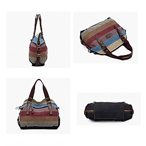 Canvas Shoulder Bags for Womens Multi-Color Purse Casual Messenger Bags Shopping Tote Handbags