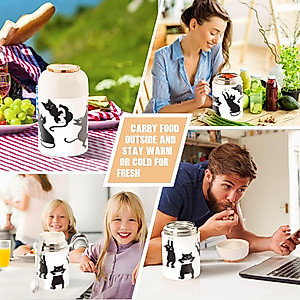 CUPADA Black Cats Paw Scratching Food Jar for Hot and Cold, Insulated Food Jars Vacuum 17OZ with Folding Spoon for Work Trip Picnic Camping