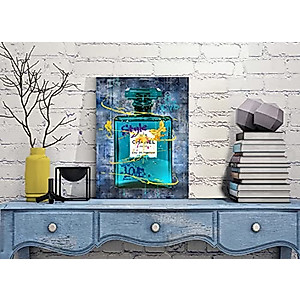 CIRABKY Fashion Wall-Art Canvas - Teal Wall Decor For Bathroom - Perfume Wall Art Bedroom Wall Decor For Women Size 15 x 11.5 Inches