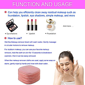 𝐄𝐱𝐭𝐫𝐚 𝐓𝐡𝐢𝐜𝐤 Reusable Makeup Remover Face Cloth (10 pack), Makeup Removal Cleansing Cloth Eye Makeup Remover Cloths Gift Box Packaging for Women 5" X 5" -Pink