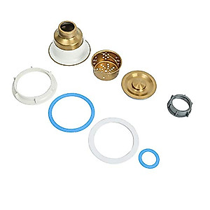 LQS Kitchen Sink Drain Strainer Assembly and Gold Undermount Bar Sink, RV Sink, Handmade Stainless Steel Bar Sink 15" x 17", 16 Gauge Workstation Sink