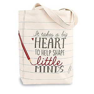 Mud Pie 4035006H Heart Teacher Canvas Tote