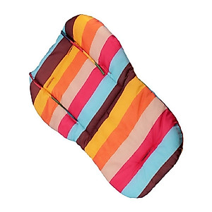 Twoworld Baby High Chair Seat Cushion Liner Mat Pad Cover Rainbow Striped Water Resistant and High Chair Straps (5 Point Harness) 1 Suit