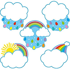 45 Pieces Rainbows Cut-Outs, Rainbows Sun Cloud Accents Paper Cutouts Name Tags Labels Rainbows Party Bulletin Board Classroom Decoration for Teacher Student Back to School Supplies, 6.7 x 5.1 Inch