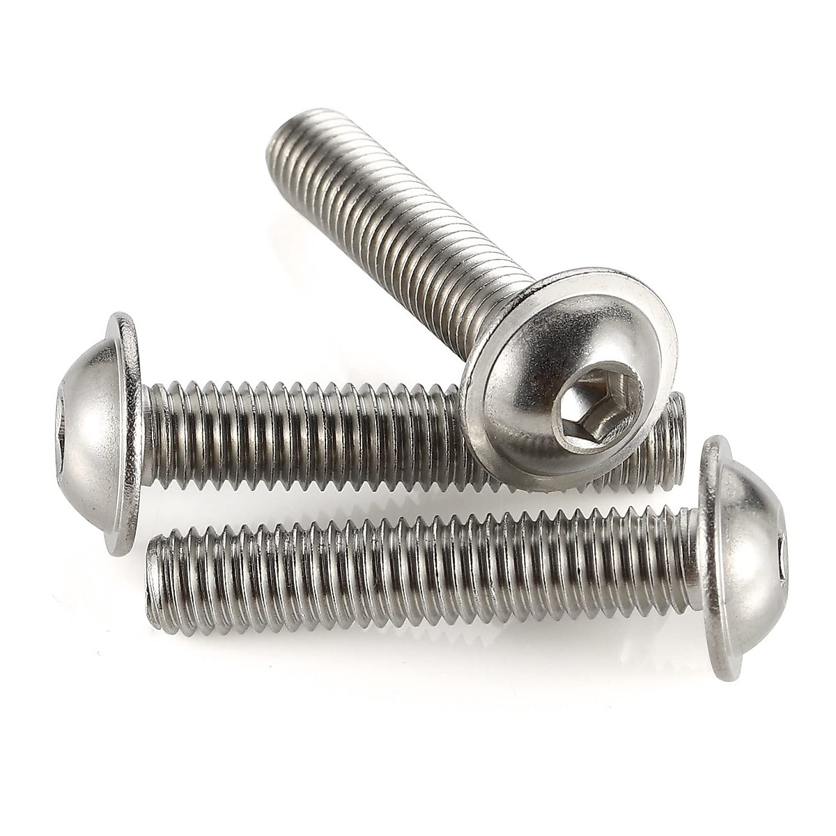 M8-1.25 x 8mm Flanged Button Head Socket Cap Screw Bolts, 304 Stainless Steel 18-8, Allen Socket Drive, Bright Finish, Fully Threaded, Pack of 20