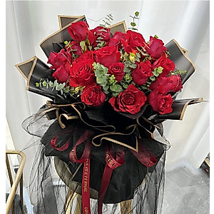 JOSON 30 Sheets /15 Colors Waterproof Gold Edge Flower Wrapping Paper,Florist Bouquet Supplies,DIY Crafts,Gift Packaging or Gift Box Packaging, 23x23Inch