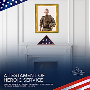 Forever Lane Flag Display Case for American Veteran Flag, Large 9.5x5 ft Memorial Flag Box -Military Flag Holder, Solid Wood w/Acrylic Front,Wall Mount or Standing Display Box