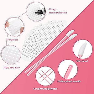 301 Pieces Lash Extension Supplies Set, Includes Eyelash Glue Storage Container, 200 Pieces Glue Wiping Cloth and 100 Pieces Disposable Lip Brushes for Lash Extension Grafting Eyelash (Pink)