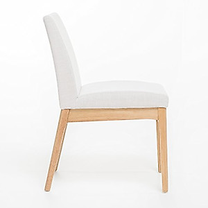 Christopher Knight Home Kwame Fabric / Oak Finish Dining Chairs, 2-Pcs Set, Light Beige