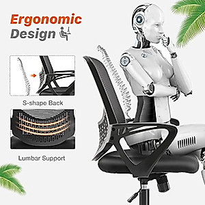 Office Chair - Mid Back Home Office Desk Chairs, Adjustable Height, Breathable Mesh