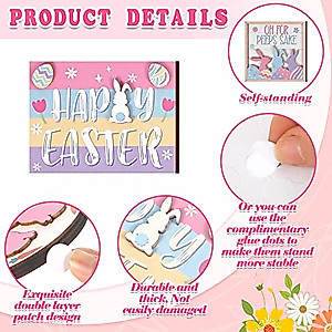 14 Pieces Easter Tiered Tray Decorations Includes 1 Pc Easter Gnomes Bunny Plush Doll 3D Wooden Centerpiece Table Signs Easter Pattern Wood Flag Happy Spring Decoration for Indoor Home Kitchen Decor