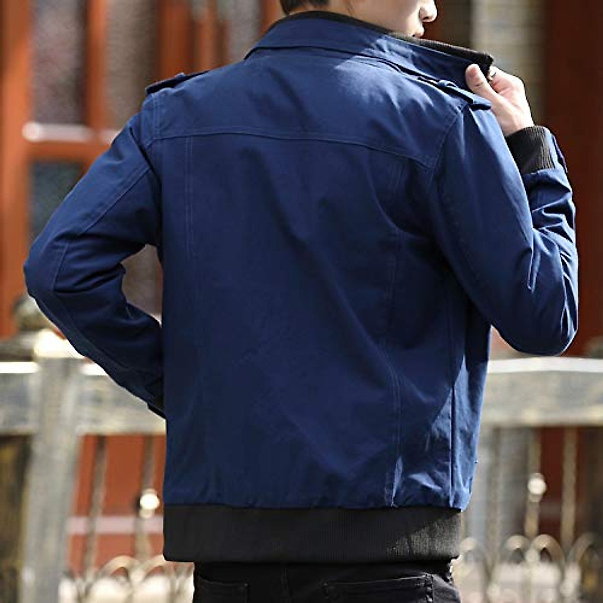 Womleys Mens Casual Windbreaker Outerwear Cotton Coat Lightweight Jackets (Medium, Black)