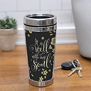 Elanze Designs It Is Well With My Soul Stainless Steel 16 oz Travel Mug with Lid