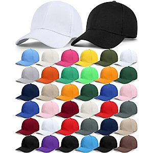 Foaincore 36 Pack Blank Baseball Cap Bulk Adjustable Back Strap Sublimation Hats Plain Unisex Trucker Hat for Men Women (Colorful)