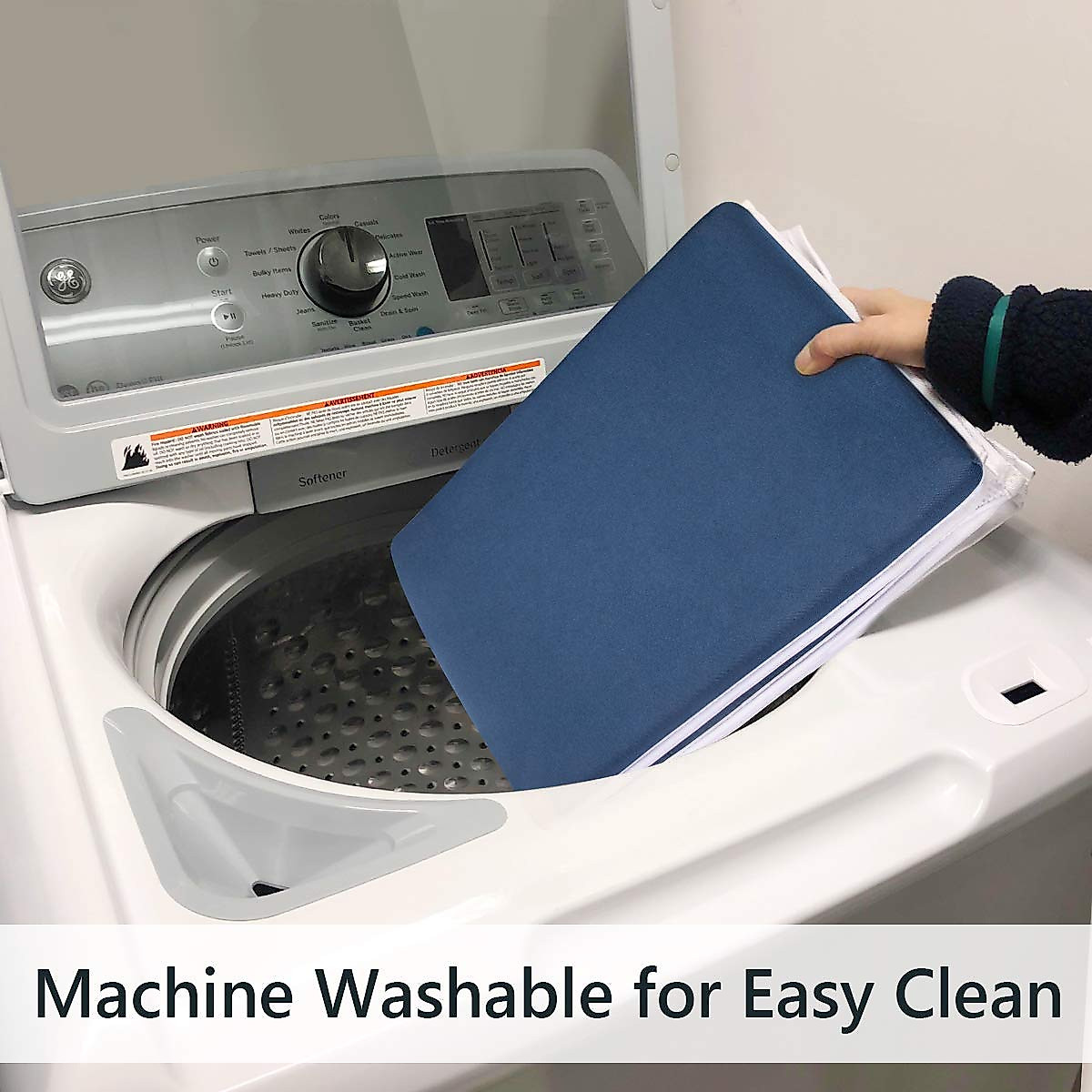 Baby Bath Kneeler and Elbow Rest -1.5" Thick Kneeling Pad with Toy Organizer - Large Safty Kneeler Mat for Tub Bathing and Bathroom Time - Detachable and Foldable Child Bath Tub Mat - Royal Blue