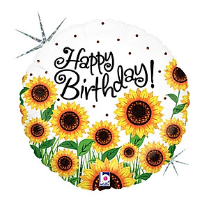Sunflower Sunshine Happy Birthday Balloons - Set Of 3 Sun Shaped Party Balloon Decorations For A Sunflower Theme Baloon Bouquet Centerpiece Backdrop Decor