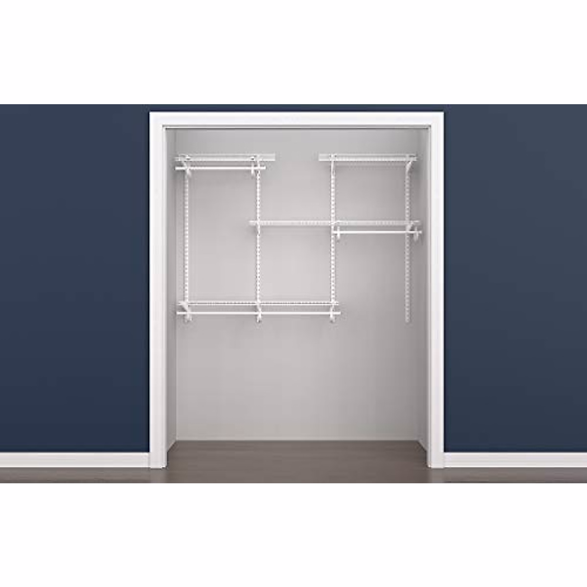 ClosetMaid ShelfTrack Wire Closet Organizer System, Adjustable from 4 to 6 Ft., With Shelves, Clothes Rods, Hardware, Durable Steel, White