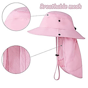 desertbear Girls Sun Hat Toddler Neck Flap Adjustable Large Brim Bucket Beach Hats Hole UV Protection Foldable Hat for Boys Summer Fishing Hat for Age 3-12