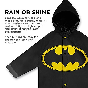 DC Comics Boys Kids Umbrella and Poncho Raincoat Set, Batman & Superman Rain Wear for Toddler 2-3 or Kids 4-7
