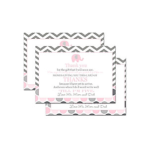 Paper Clever Party Pink Elephant Baby Shower Thank You Postcards (15 Pack) Girls Notecards Only - Eco-friendly – Postal Note with Message from Newborn – Cute Princess Jungle – Printed Size 4x6