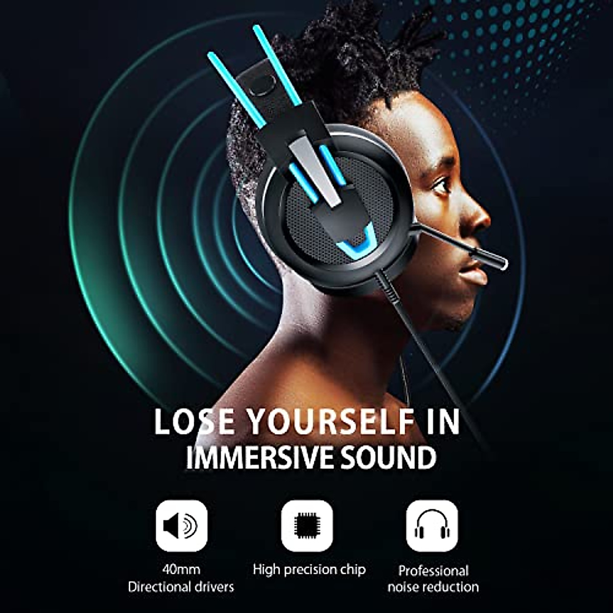 Karvipark Gaming Headset for Xbox One/PS4/PS5/PC/Nintendo Switch|Noise Cancelling,Bass Surround Sound,Over Ear,3.5mm Stereo Wired Headphones with Mic for Clear Chat